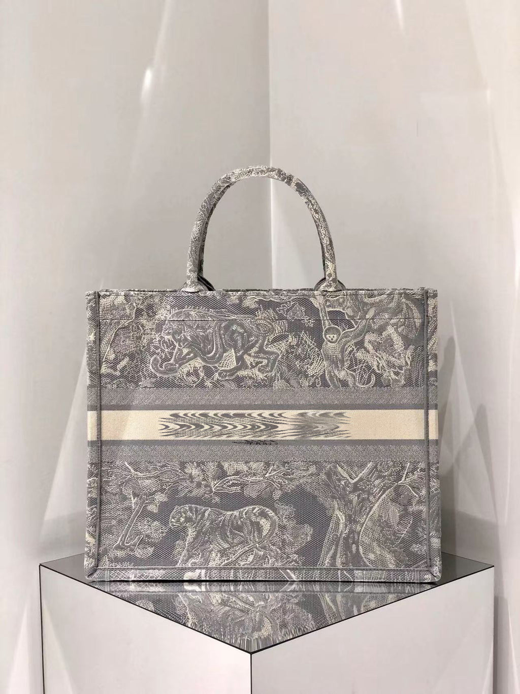New version gray tiger print, large size 41cm BOOK TOTE – Foya